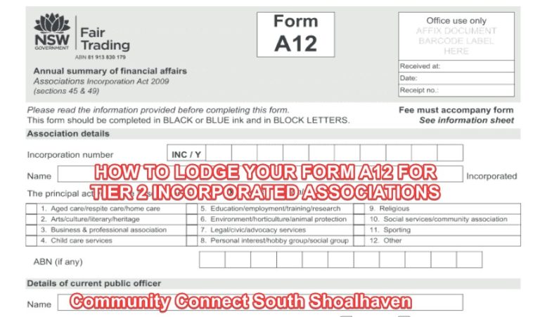 How to lodge Form A12 for Incorporated Associations - Community Connects